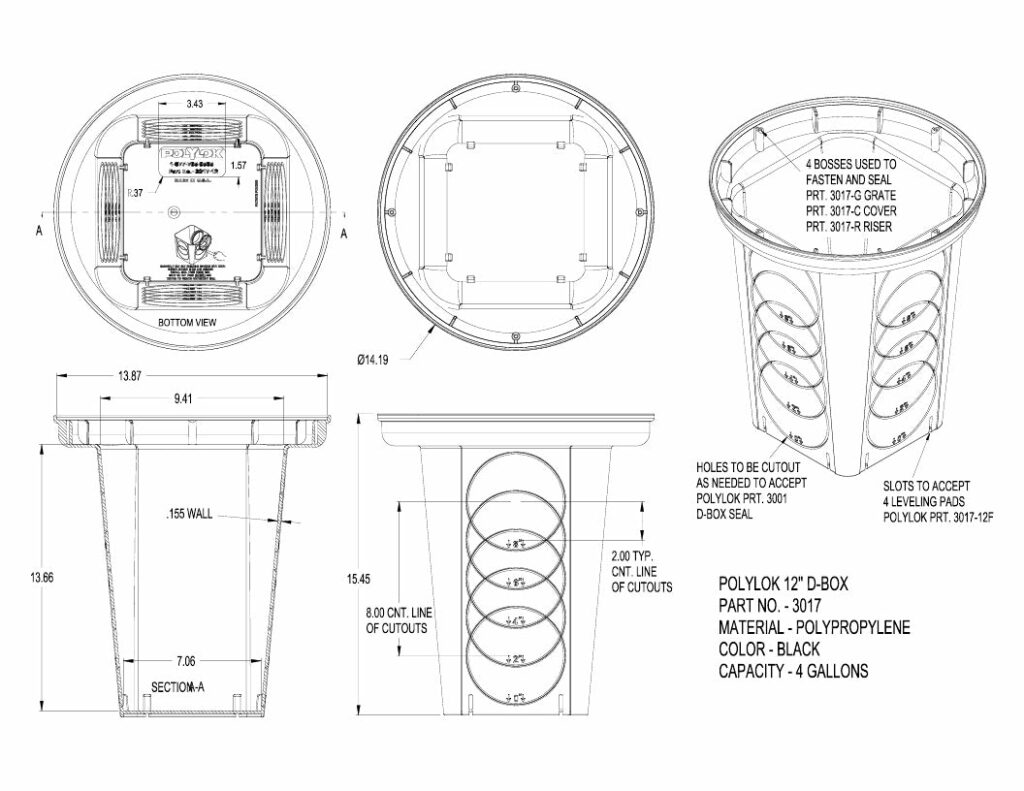 4/5 Hole Distribution Box with 300mm (12") Cover and Seals - Polylok